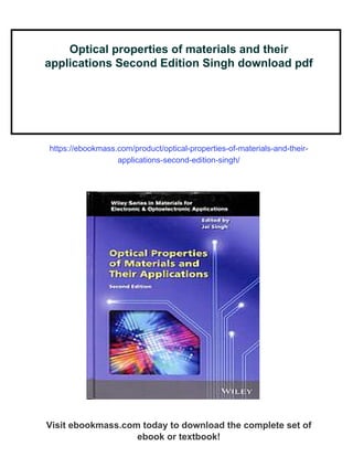 Optical properties of materials and their applications Second Edition ...