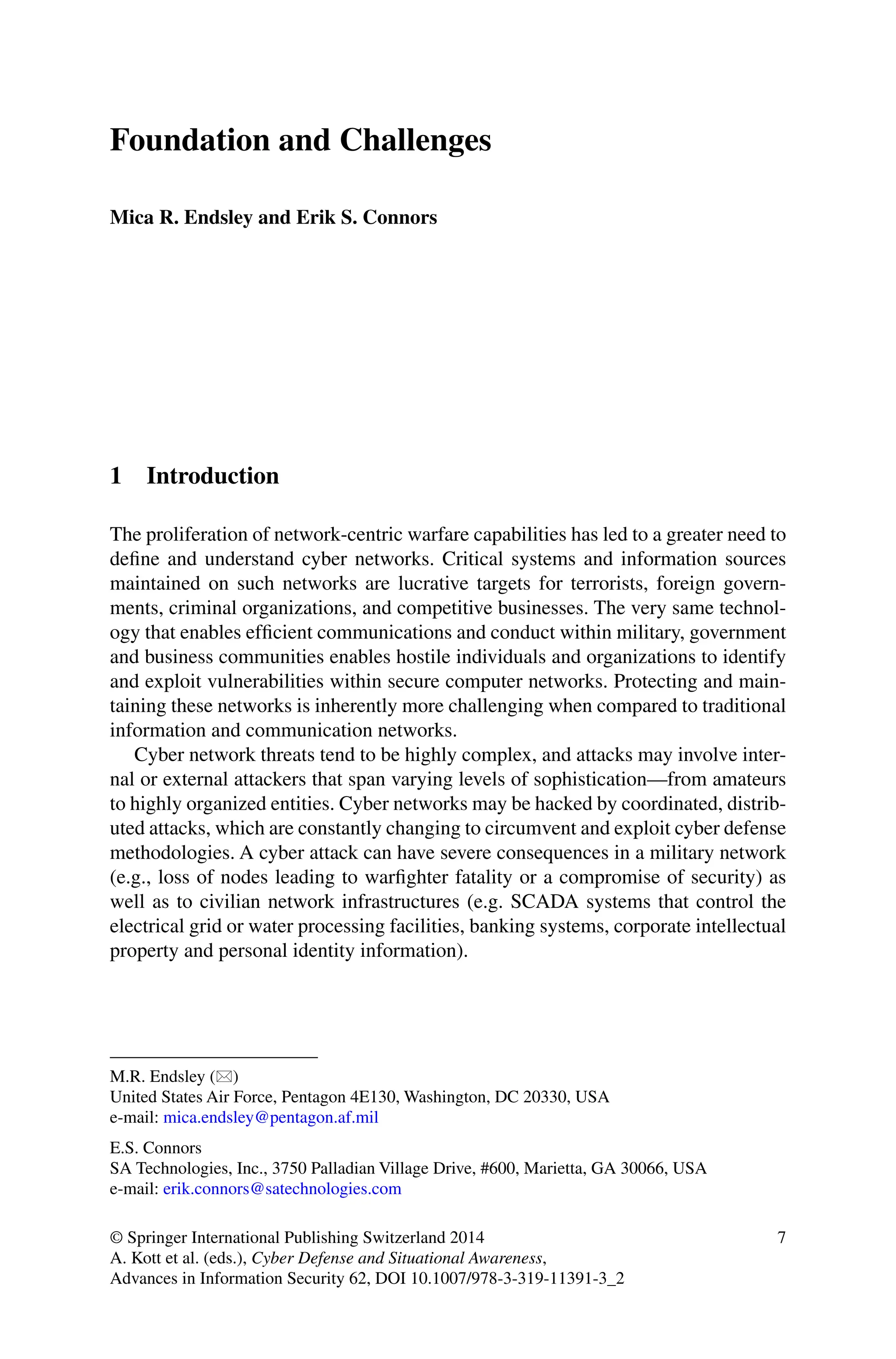 Cyber Defense And Situational Awareness Alexander Kott Cliff Wang | PDF