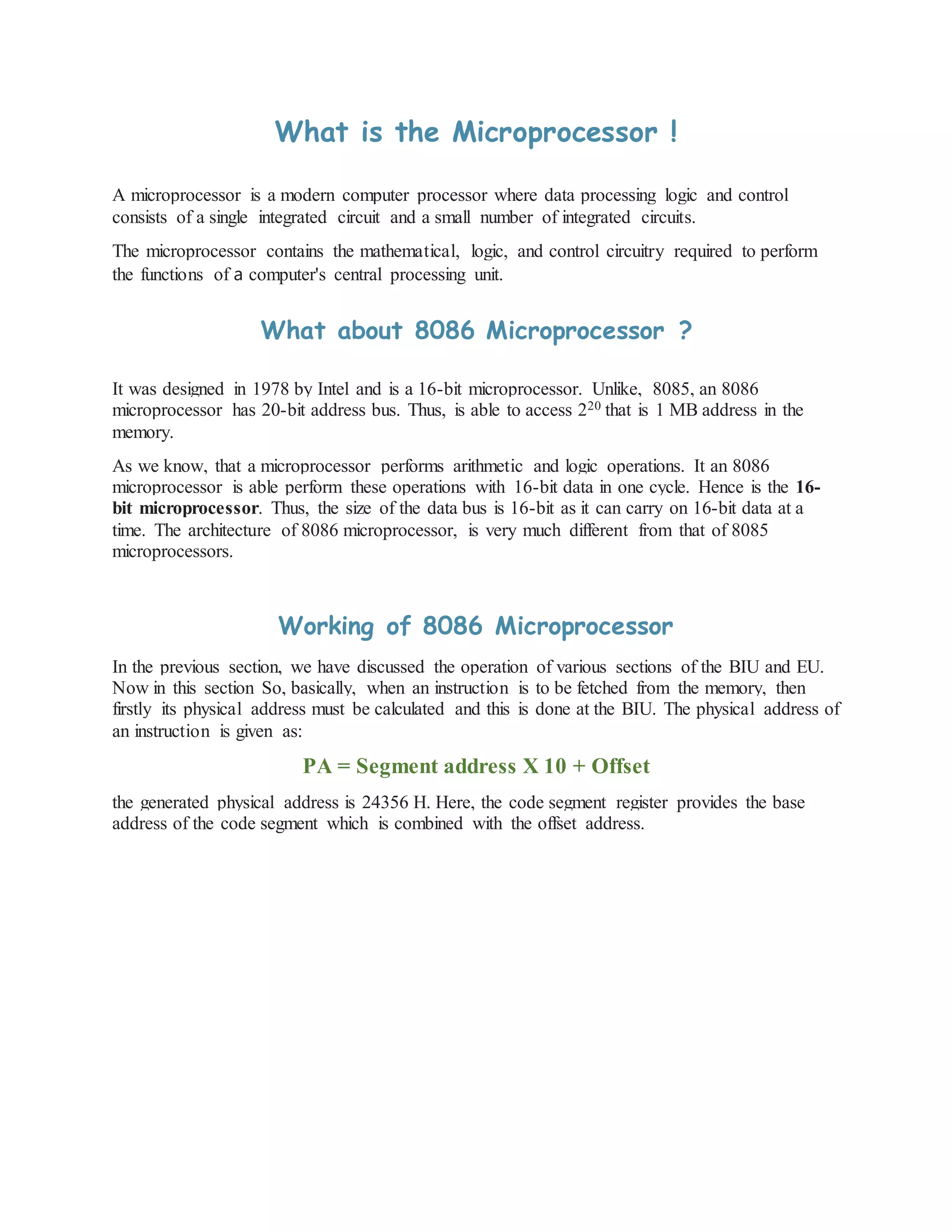 Details 8086 Microprocessor | PDF