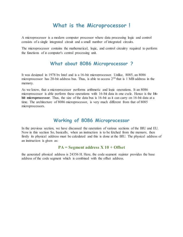 Details 8086 Microprocessor | PDF