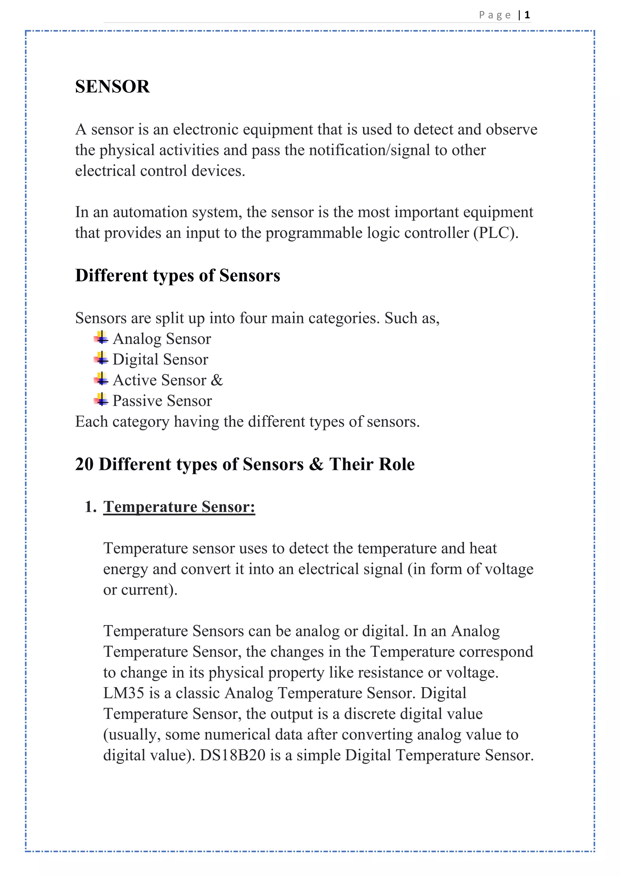 20 Existing Sensors | PDF