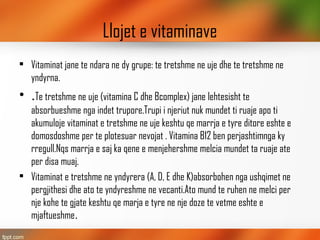 Proteinat dhe Vitaminat.roli i tyre ne jeten e perditshme. | PPT