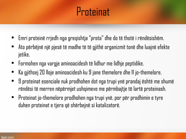 Proteinat dhe Vitaminat.roli i tyre ne jeten e perditshme. | PPT