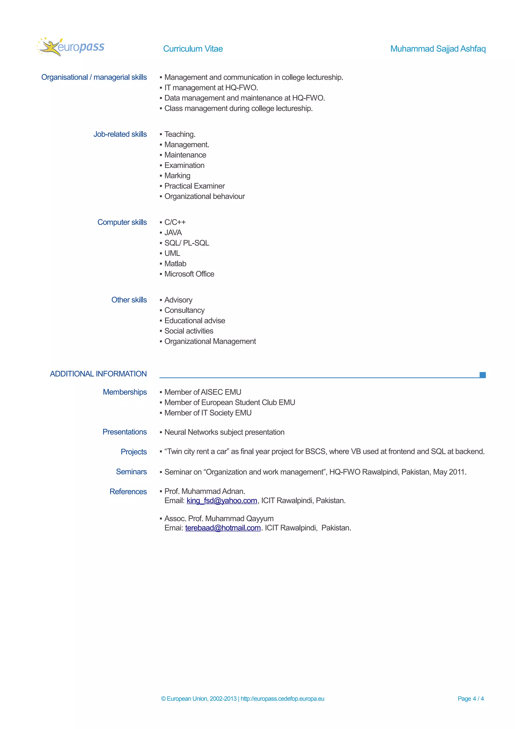 Sajjad CV Europass | PDF