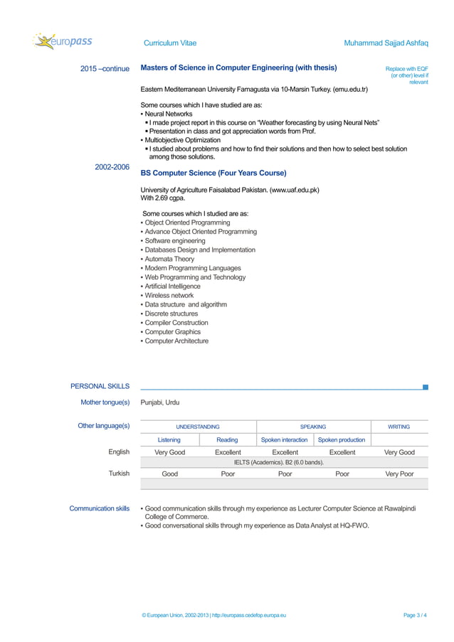 Sajjad CV Europass | PDF