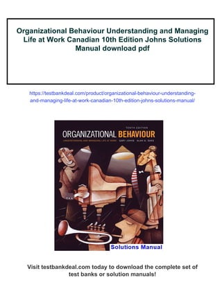 Organizational Behaviour Understanding and Managing Life at Work ...