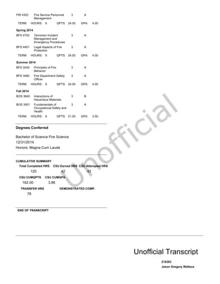 Transcript (BS) | PDF | Graduation | Personal Celebrations & Life Events