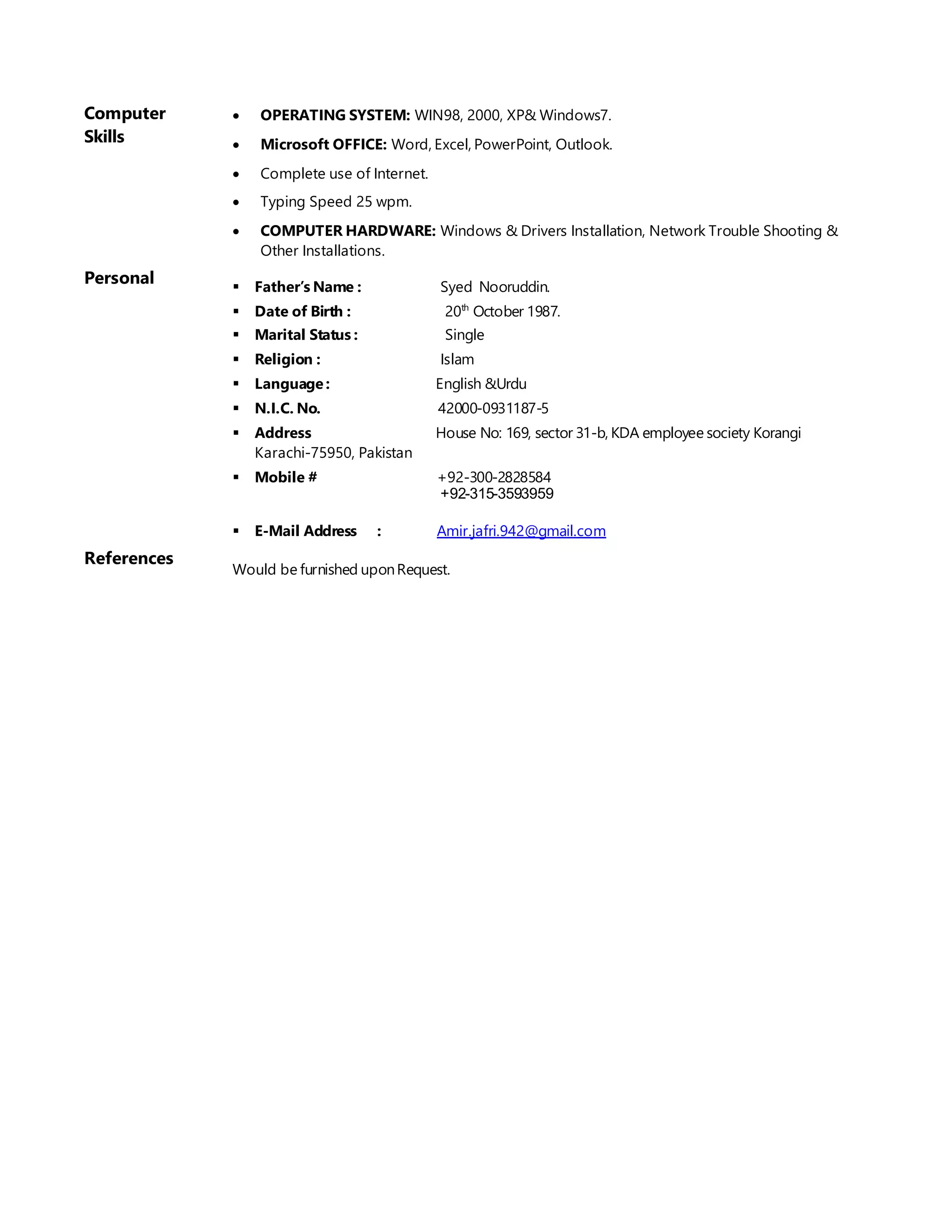 amir jafri cv | DOCX