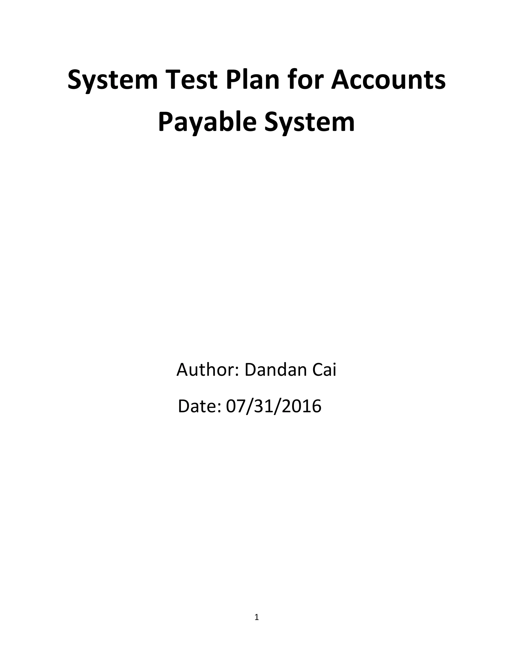 System Test Plan for Accounts Payable System | DOCX