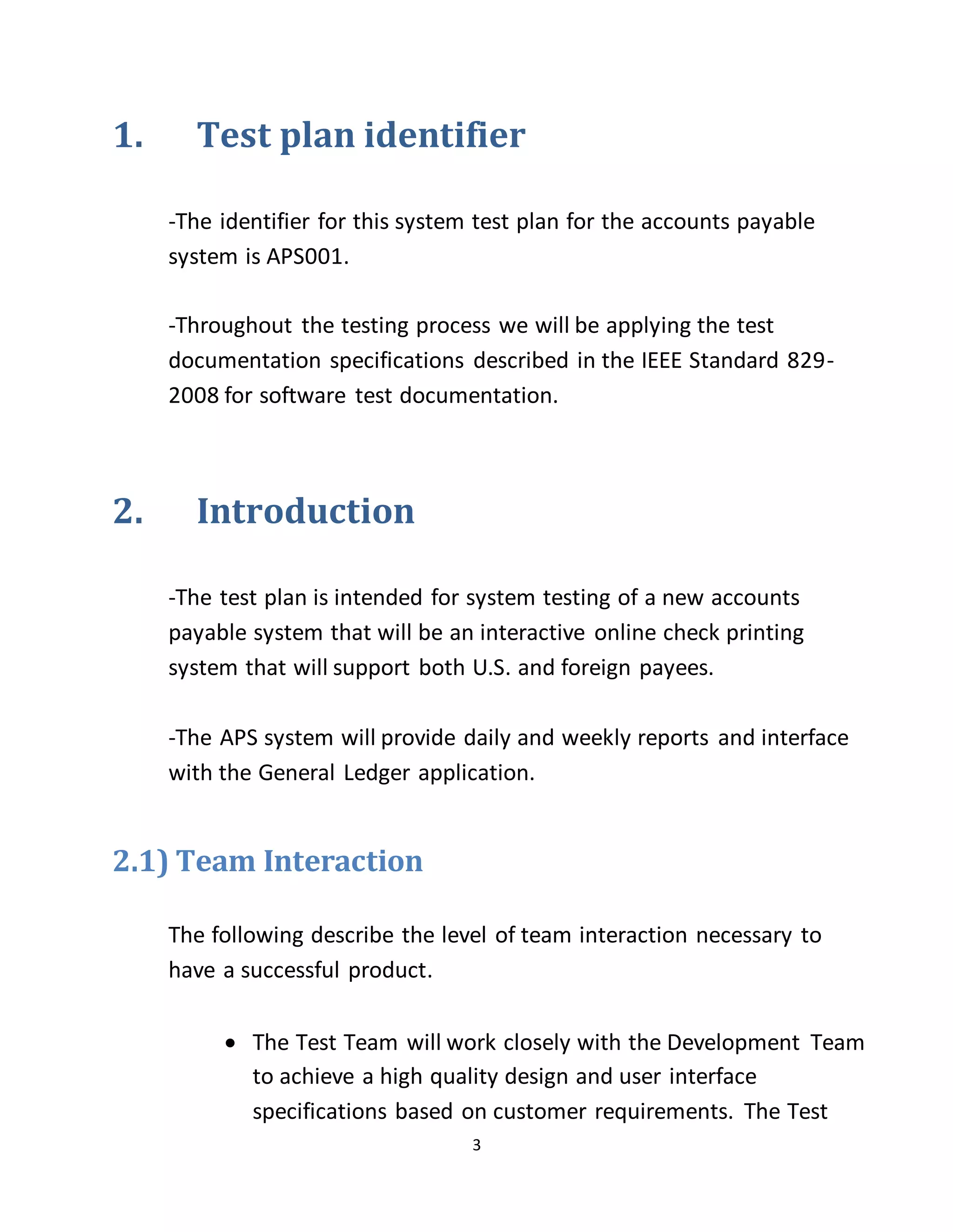 System Test Plan for Accounts Payable System | DOCX