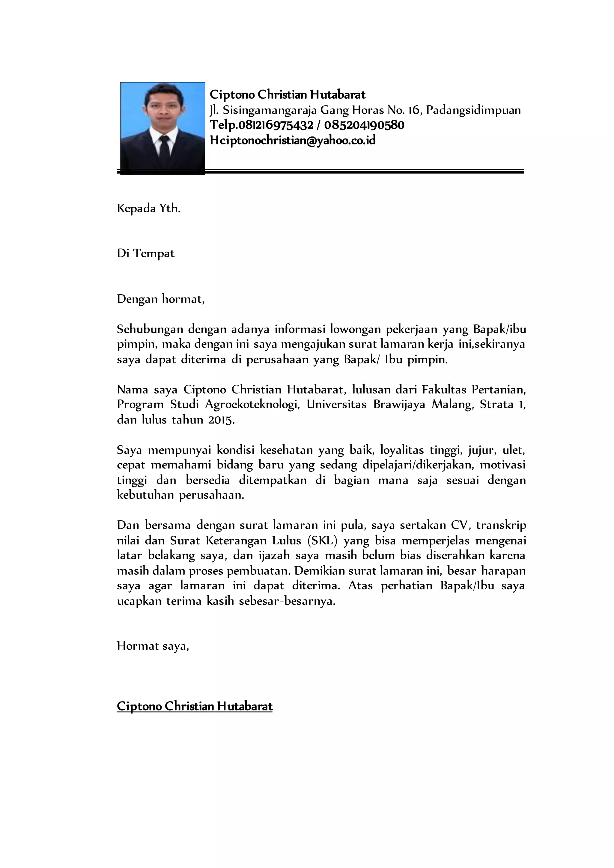 Surat Lamaran Kerja | DOCX