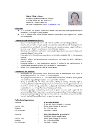 cv of Maria Elissa Canoy | DOCX | Business Accounting & Finance | Business