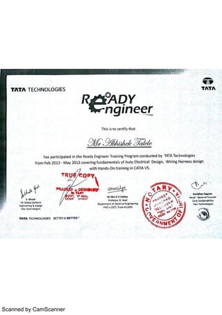 Tata technologies training certificate | PDF