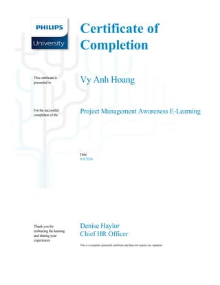 Project Management Certificate | PDF
