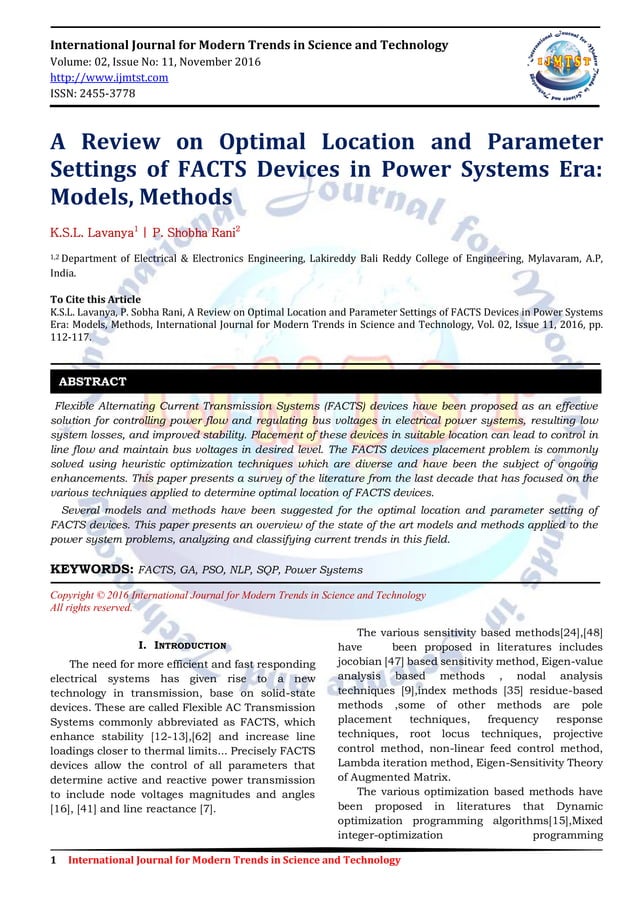 A Review on Optimal Location and Parameter Settings of FACTS Devices in Power Systems Era ...
