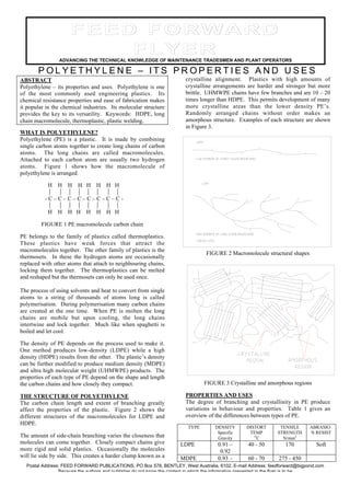 Polyethylene Properties Structures Uses Facts