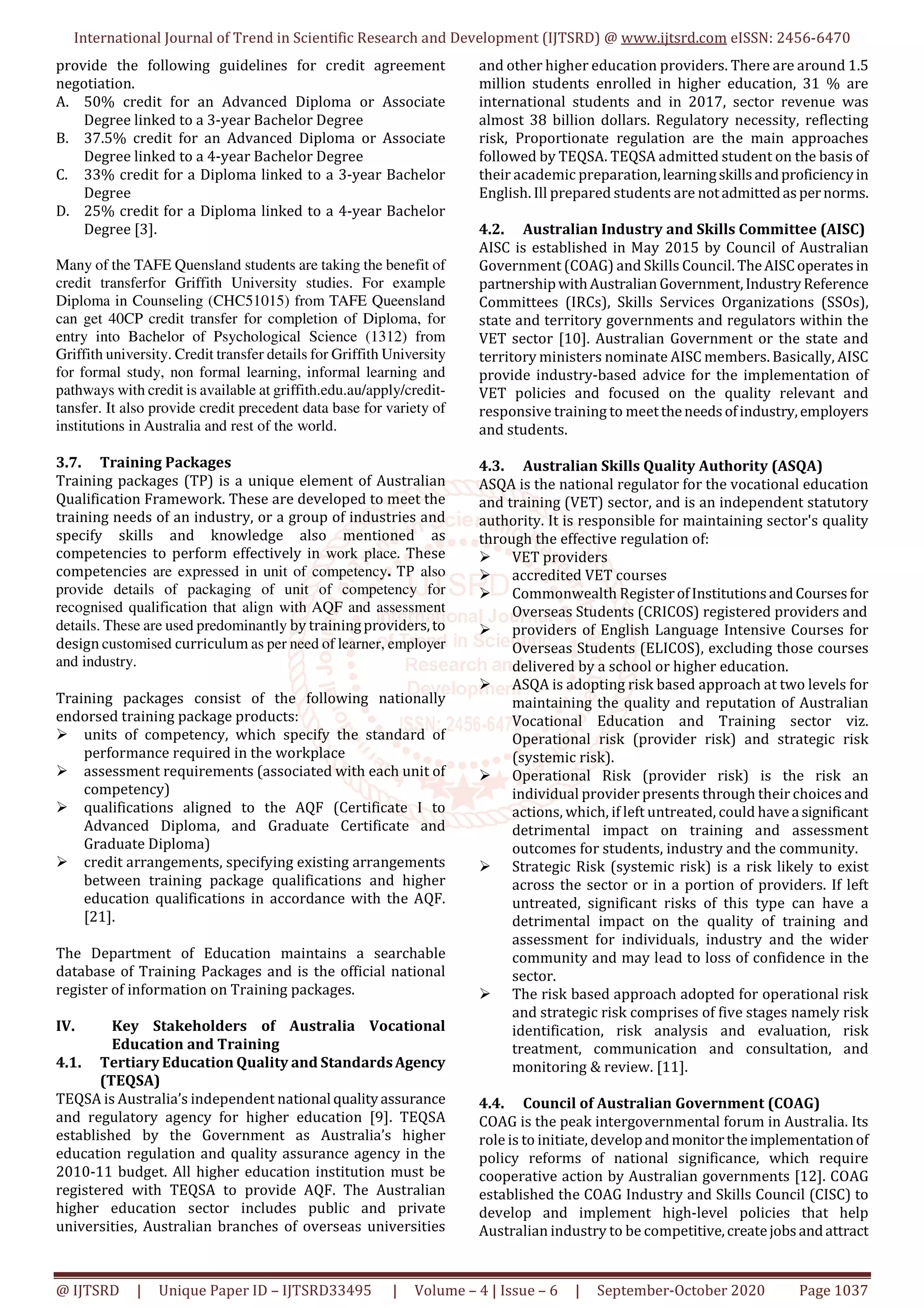 Review Paper on Australia Qualification Framework | PDF