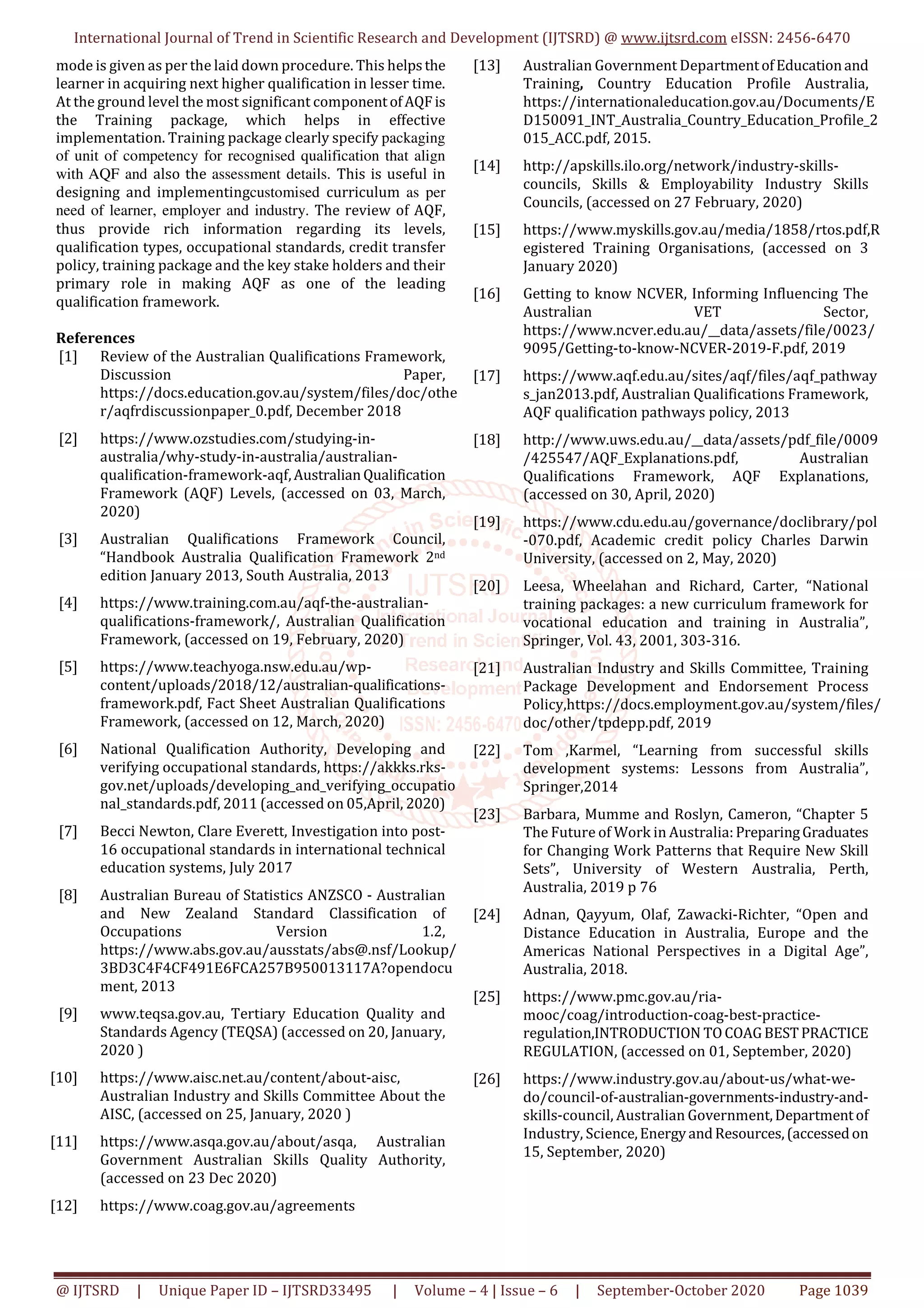 Review Paper on Australia Qualification Framework | PDF