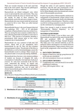 Utility of Murphy’s Repertory in Management of Cases of Haemorrhoids | PDF