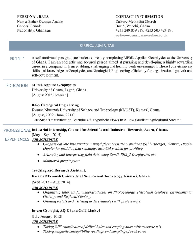 CV_Esther Andam | PDF