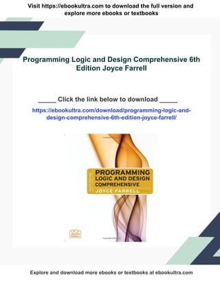 Programming Logic and Design Comprehensive 6th Edition Joyce Farrell | PDF