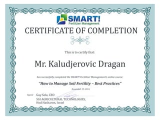 certificate - soil fertilty- Kaludjerovic Dragan | PPT