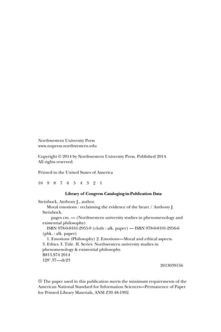 Moral Emotions Reclaiming The Evidence Of The Heart Anthony J Steinbock ...