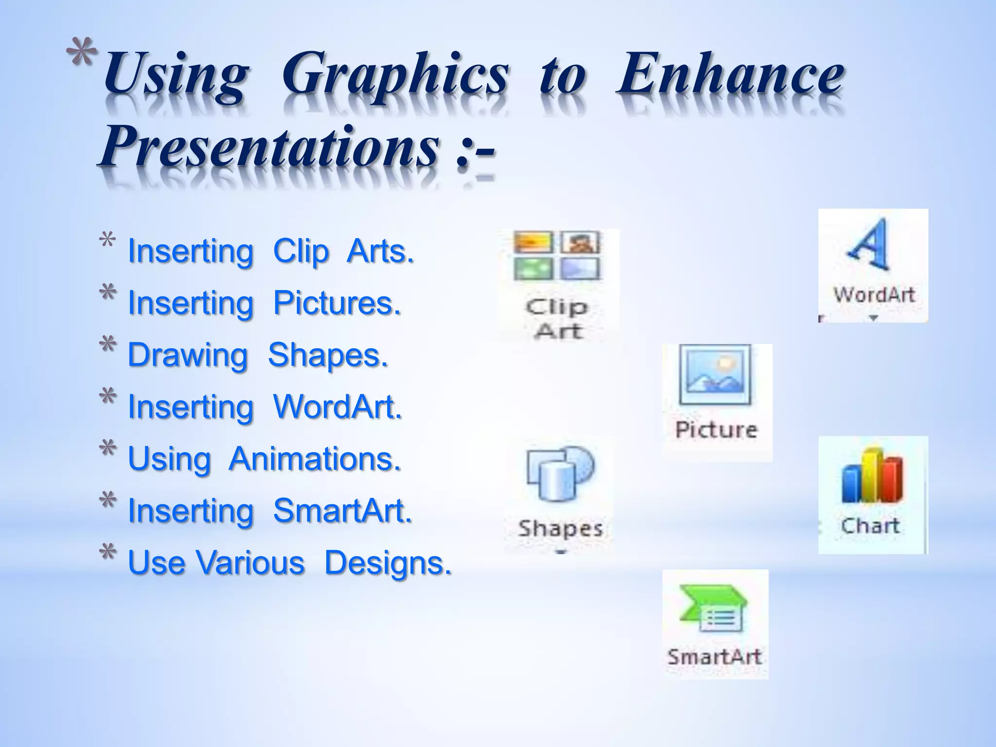 Adding graphics to the presentation | PPTX | Desktop Publishing | Computer Software and Applications