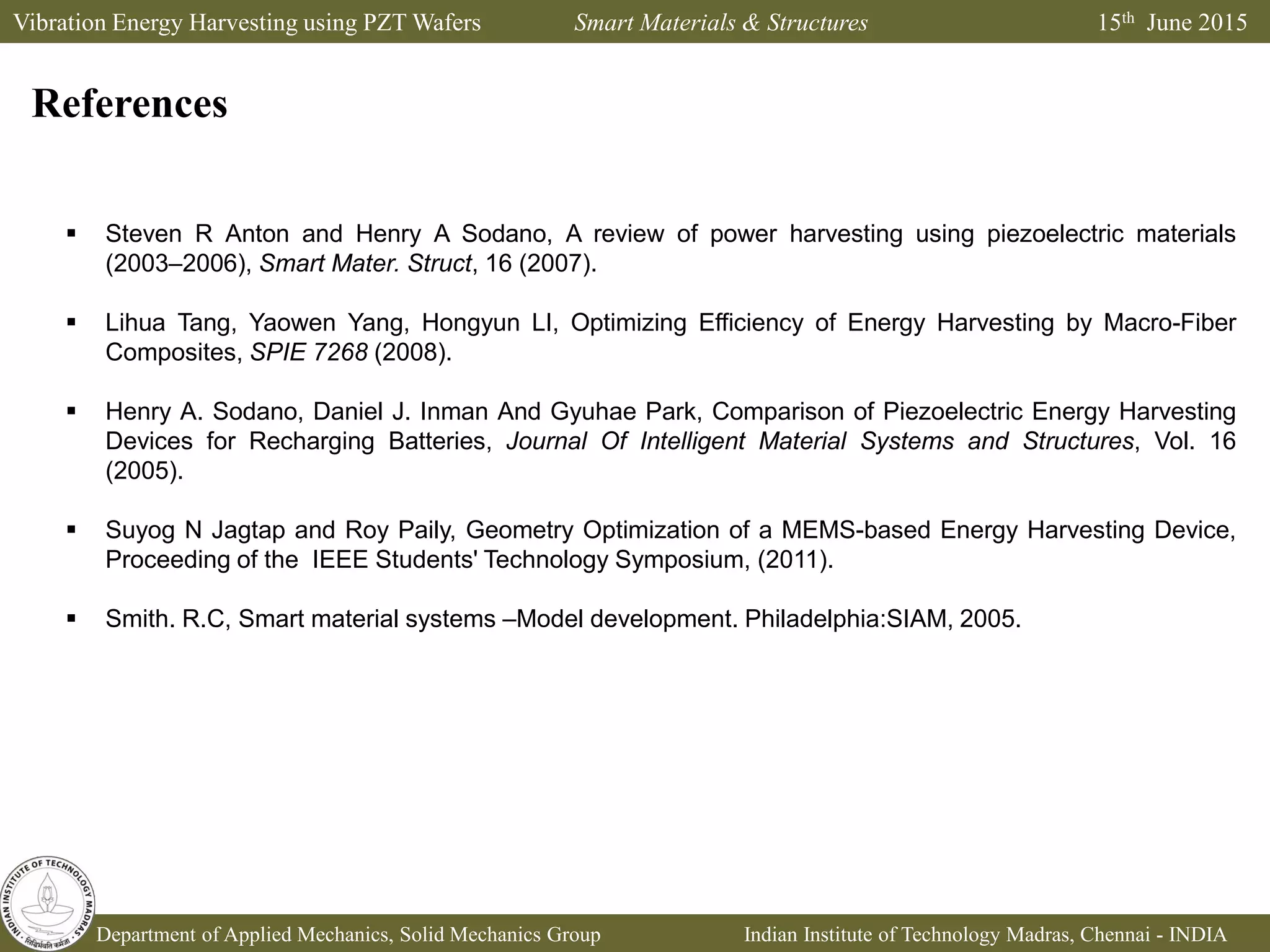 smart materials structures & Vibration Energy Harvesting using PZT Wafers | PDF