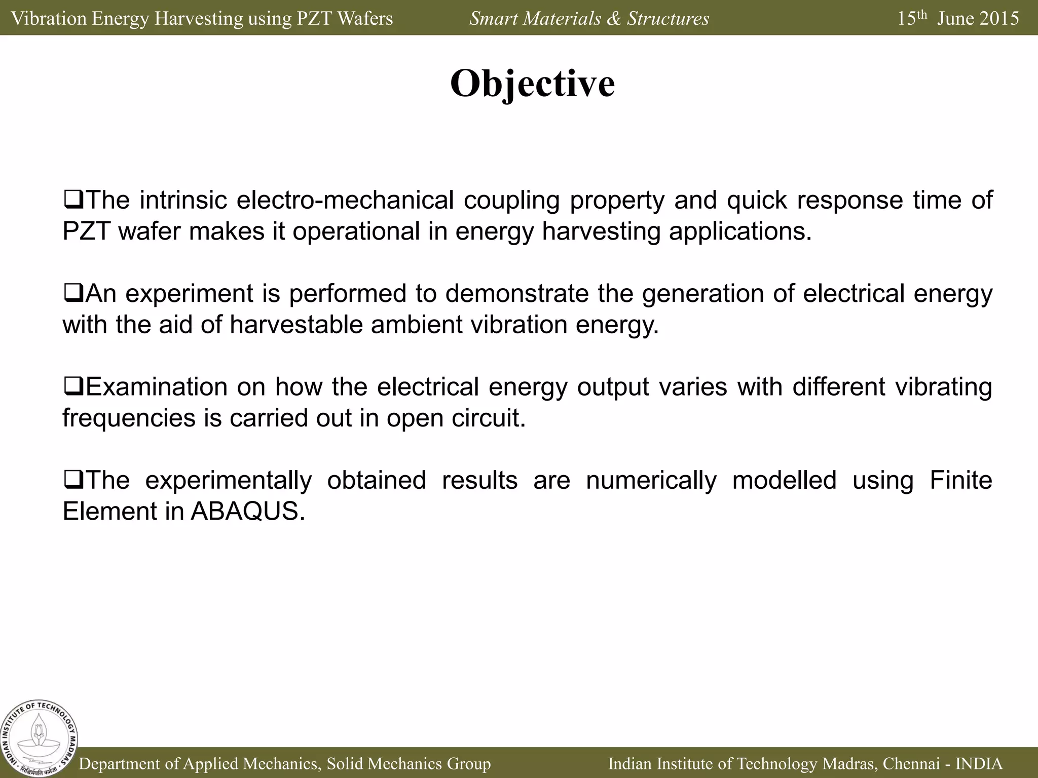 smart materials structures & Vibration Energy Harvesting using PZT ...