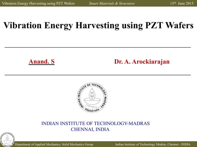 smart materials structures & Vibration Energy Harvesting using PZT ...