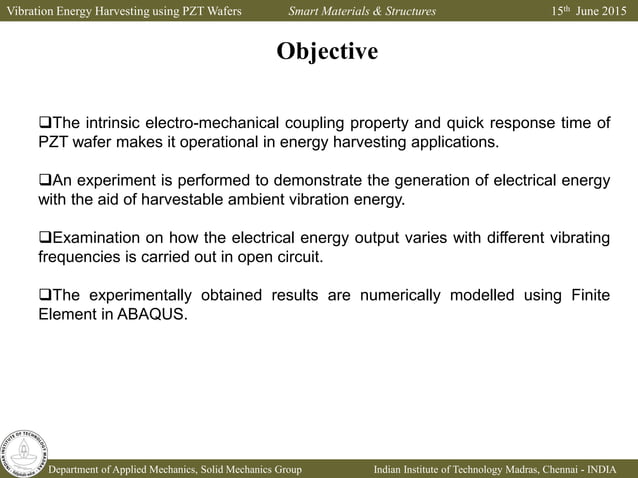 smart materials structures & Vibration Energy Harvesting using PZT ...