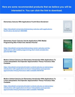 Elementary Calculus With Applications Fourth Elena Devdariani | PDF