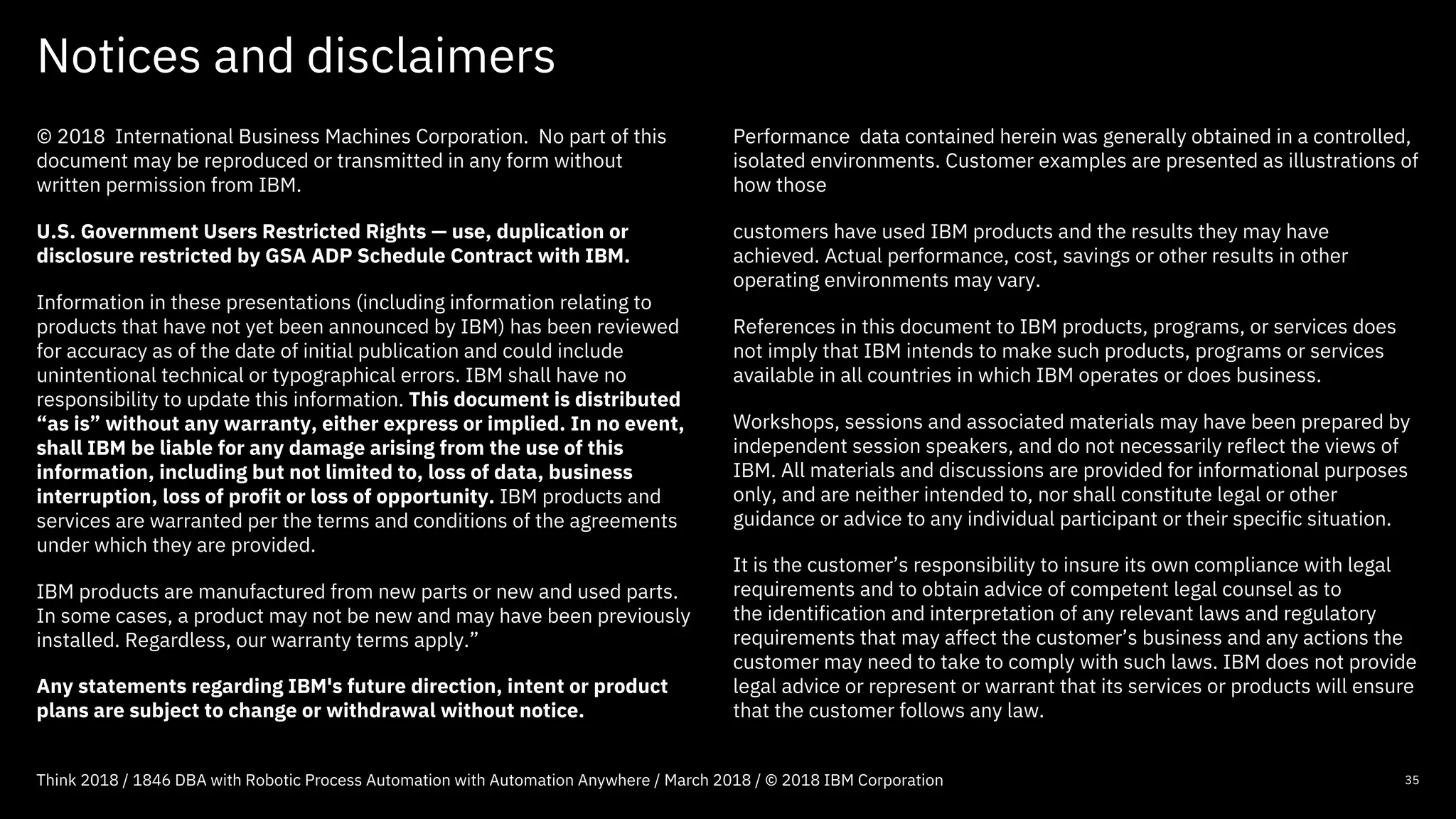 1846 Business Automation with IBM Robotic Process Automation (RPA) | PDF