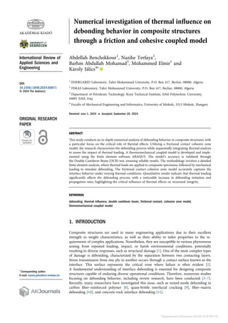 Numerical investigation of thermal influence on debonding behavior in composite structures ...