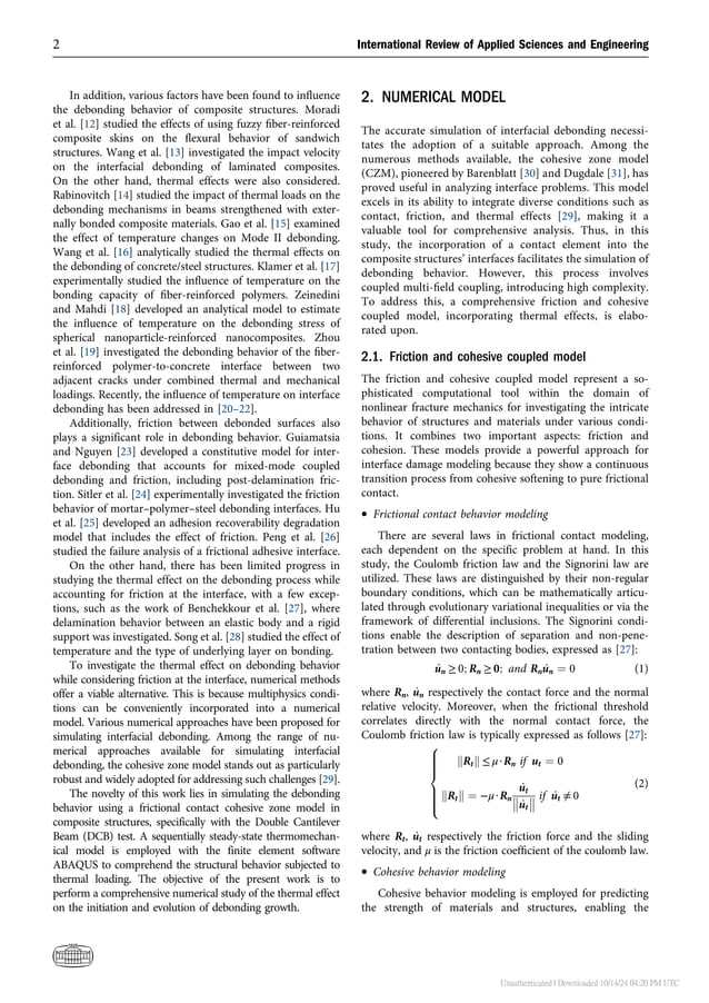 Numerical investigation of thermal influence on debonding behavior in composite structures ...