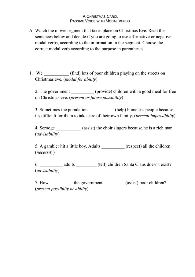 184 a christmas carol passive voice with modal verbs | DOC