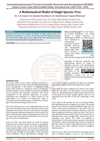 A Mathematical Model of Single Species Tree | PDF