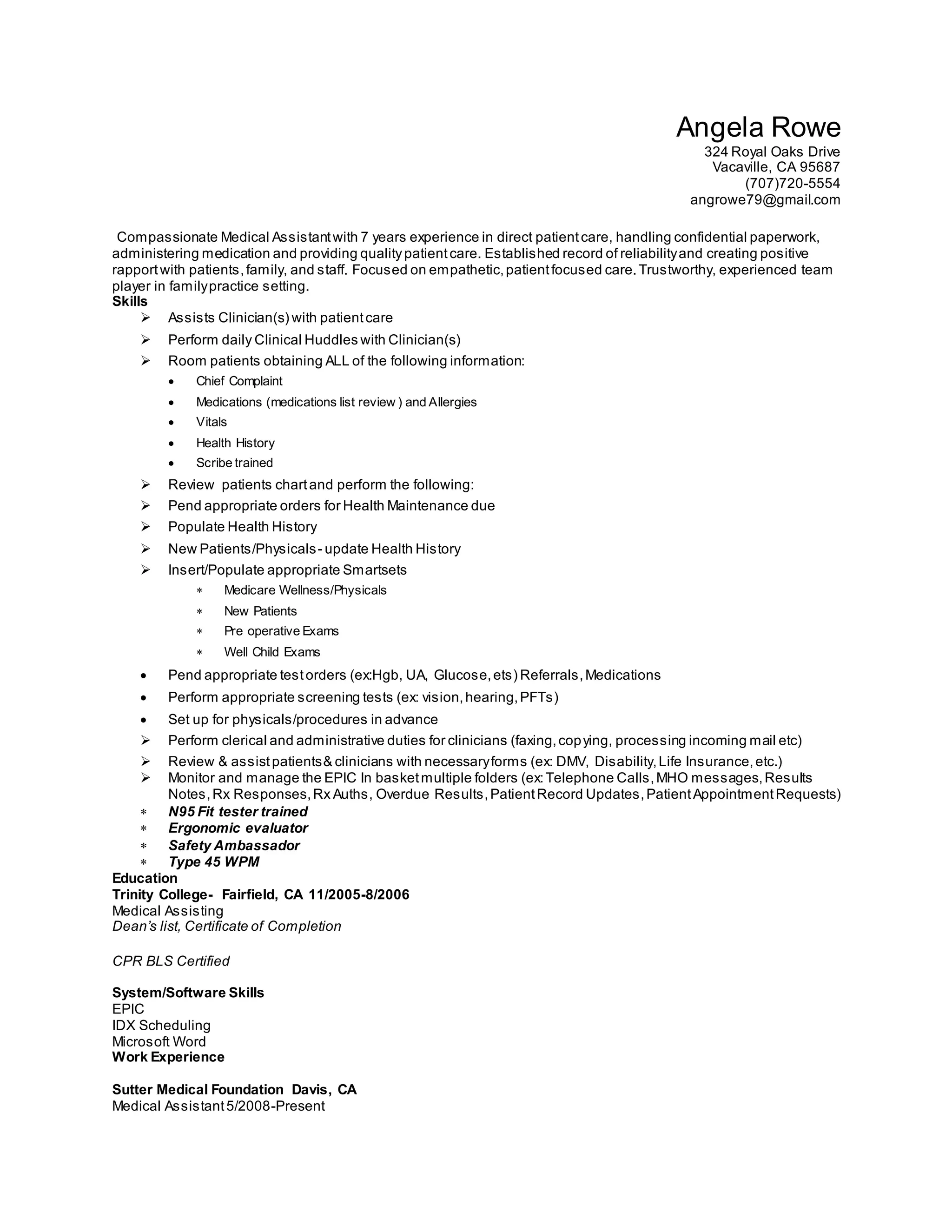 Angela Rowe Resume | PDF