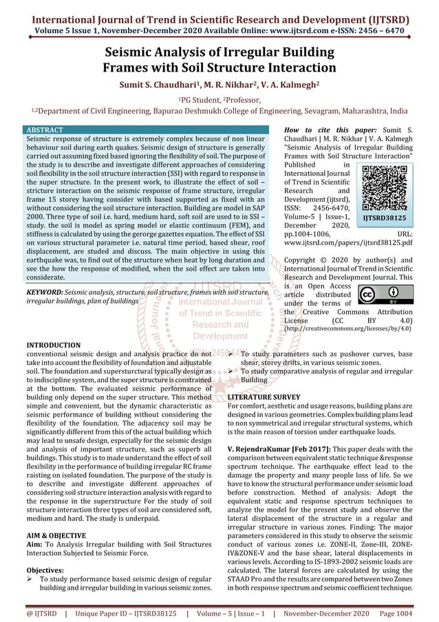 Seismic Analysis of Irregular Building Frames with Soil Structure Interaction | PDF