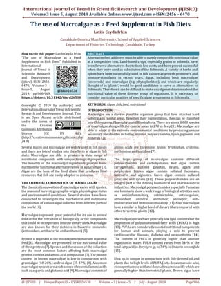The use of Macroalgae as a Feed Supplement in Fish Diets | PDF