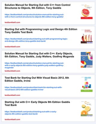 Test Bank for Starting out with Visual C#, 5th Edition, Tony Gaddis | PDF