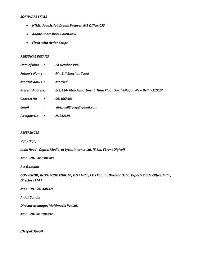 CV_Deepak_Tyagi | DOCX | Internet | Computing