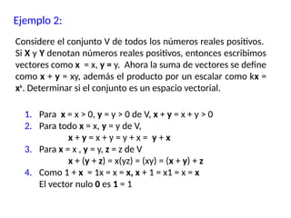 espacio vectorial algebra lineal presentacion | PPTX