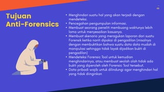 Digital Forensik (Anti-Forensic) | PPTX | Computer Software and Applications | Computing