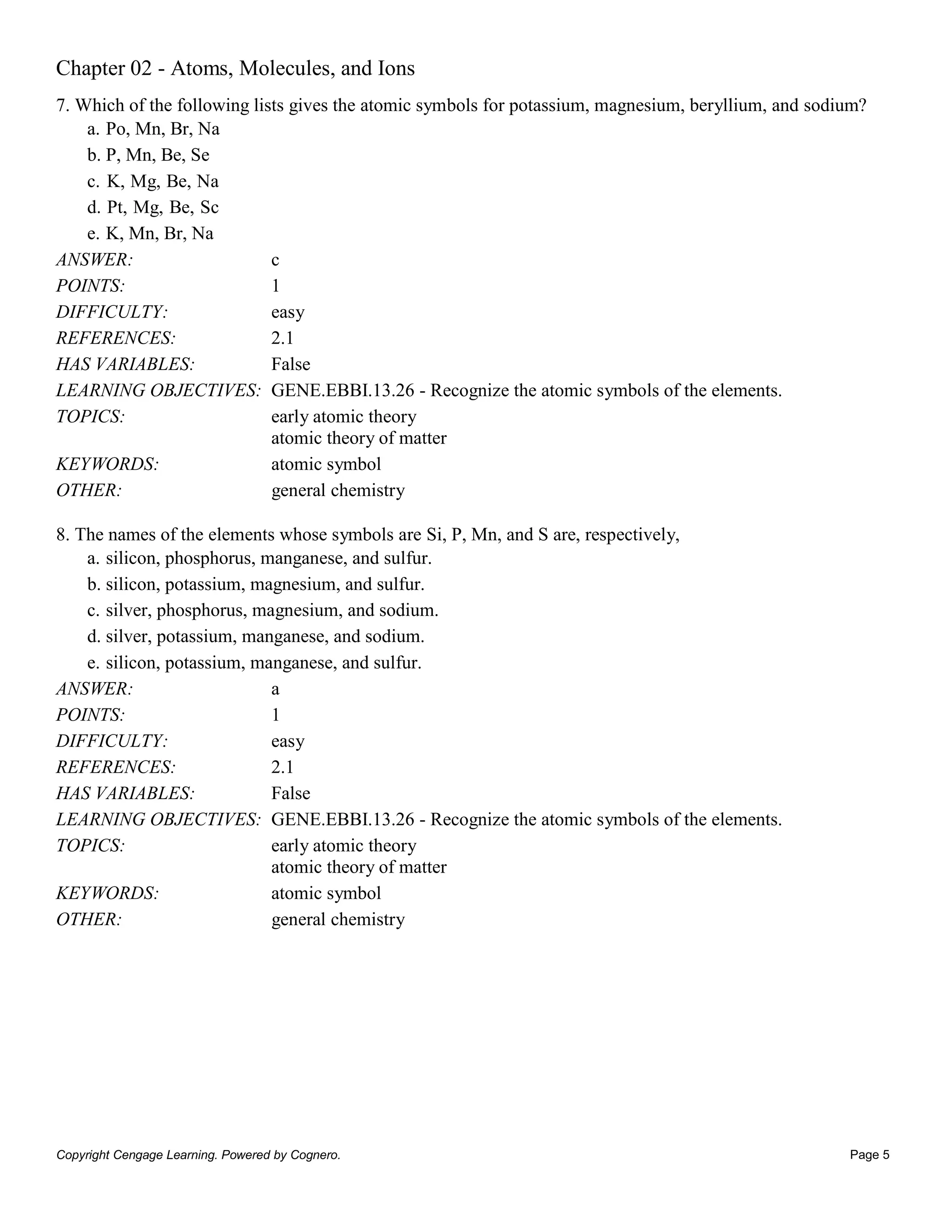 Test Bank for General Chemistry, 11th Edition | PDF