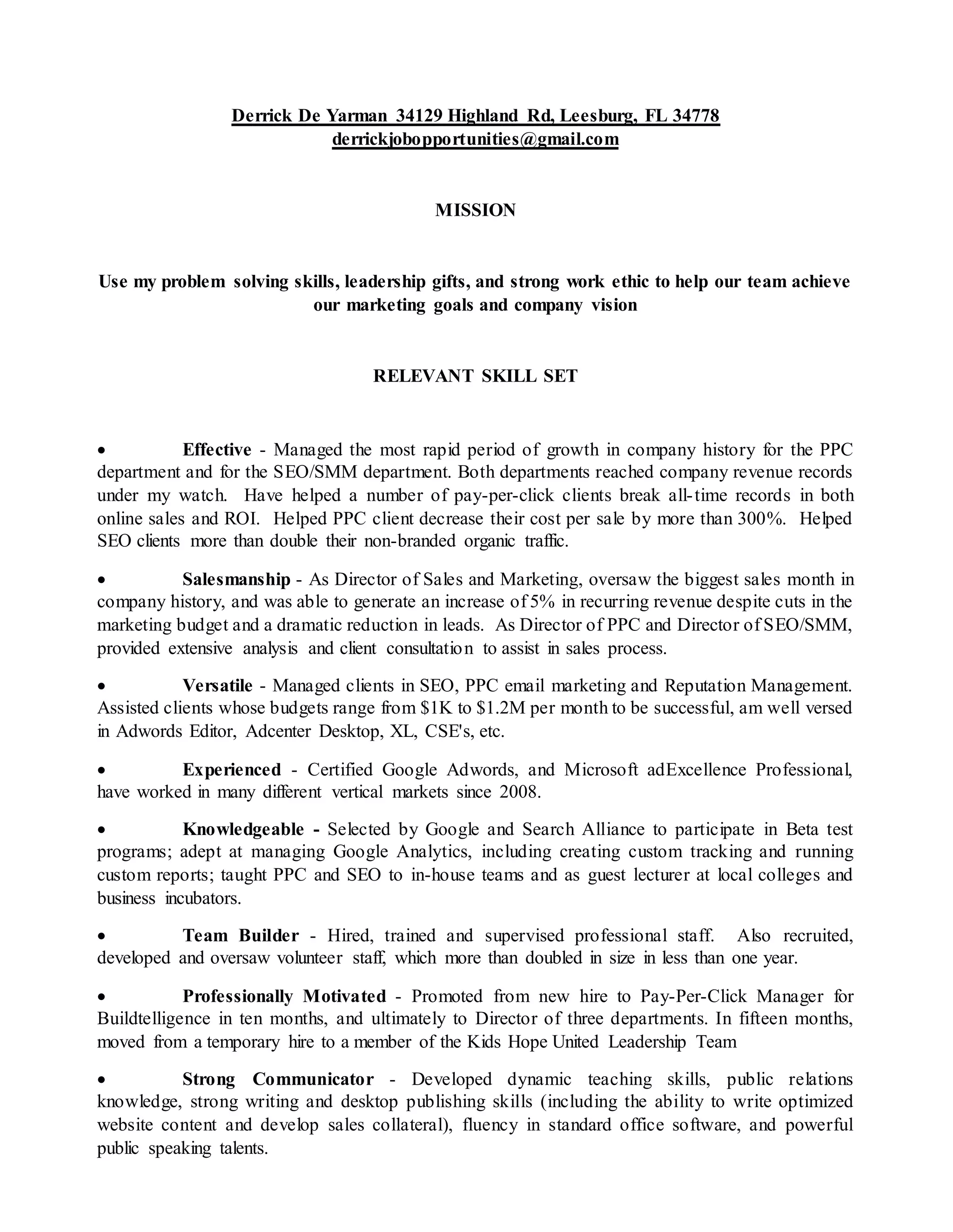 De Yarman Resume 2015 | DOCX