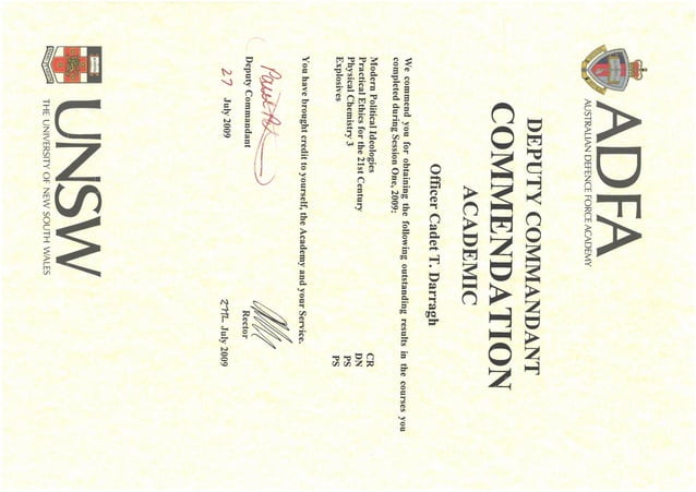 090727 - Deputy Commandant Commendation Academic | PDF