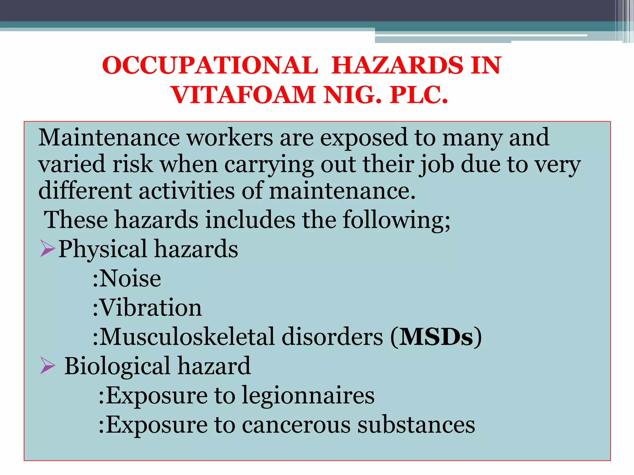MAINTENANCE AND OCCUPATIONAL SAFETY | PPTX