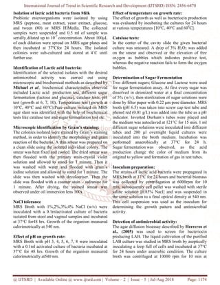 Isolation, Identification of Probiotic Bacteria Present in Milk | PDF